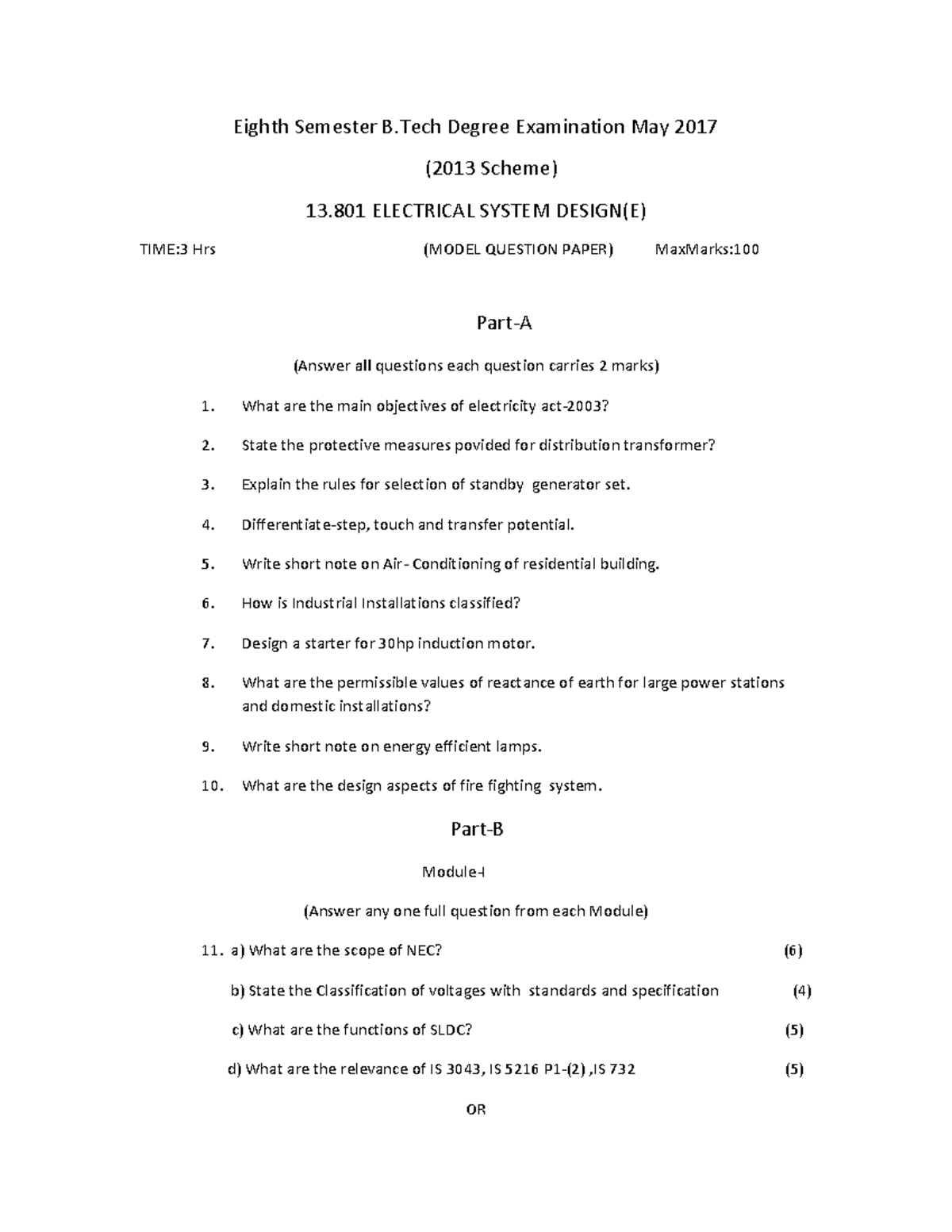 B.Tech Degree Examination Quesiton Paper - Eighth Semester B Degree ...