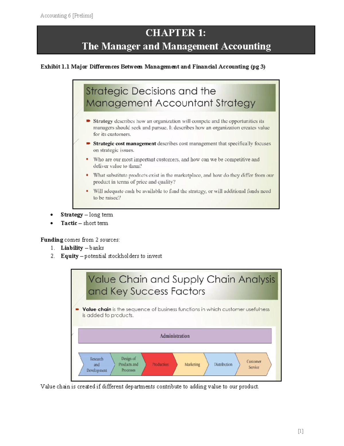 A6-notes - Lecture notes 1-6 - CHAPTER 1: The Manager and Management ...