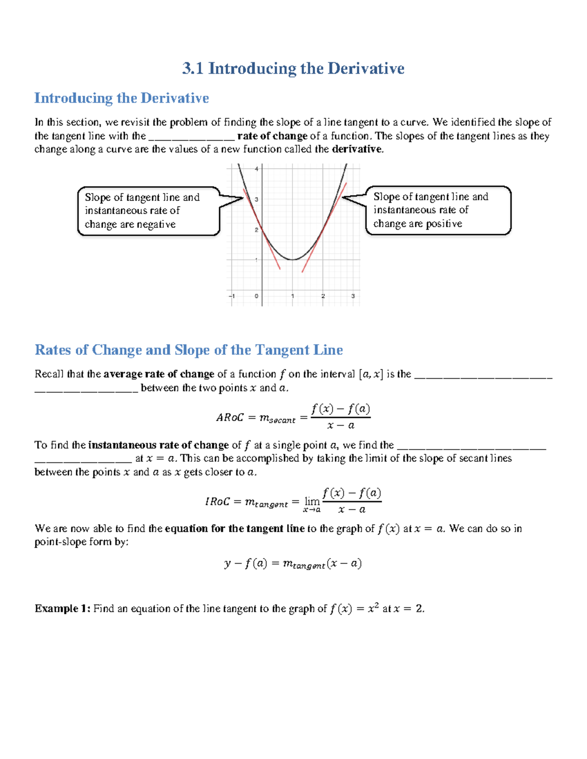 3.1 Introducing the Derivative - 3 Introducing the Derivative ...