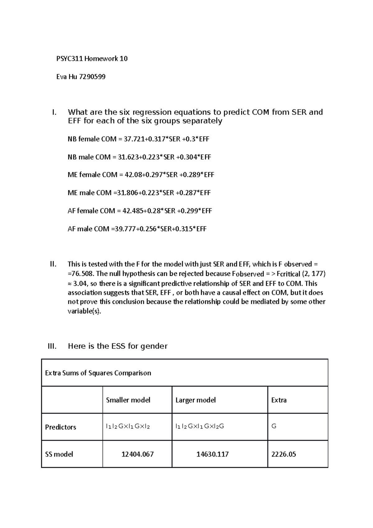 PSYC311 Homework 10 - What are the six regression equations to predict ...