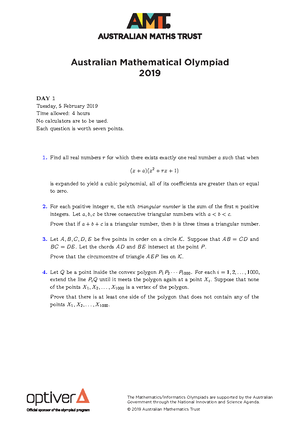 AMO 2022 - Australian Maths Olympiad past paper - AMO 2022 Athu Sathe ...