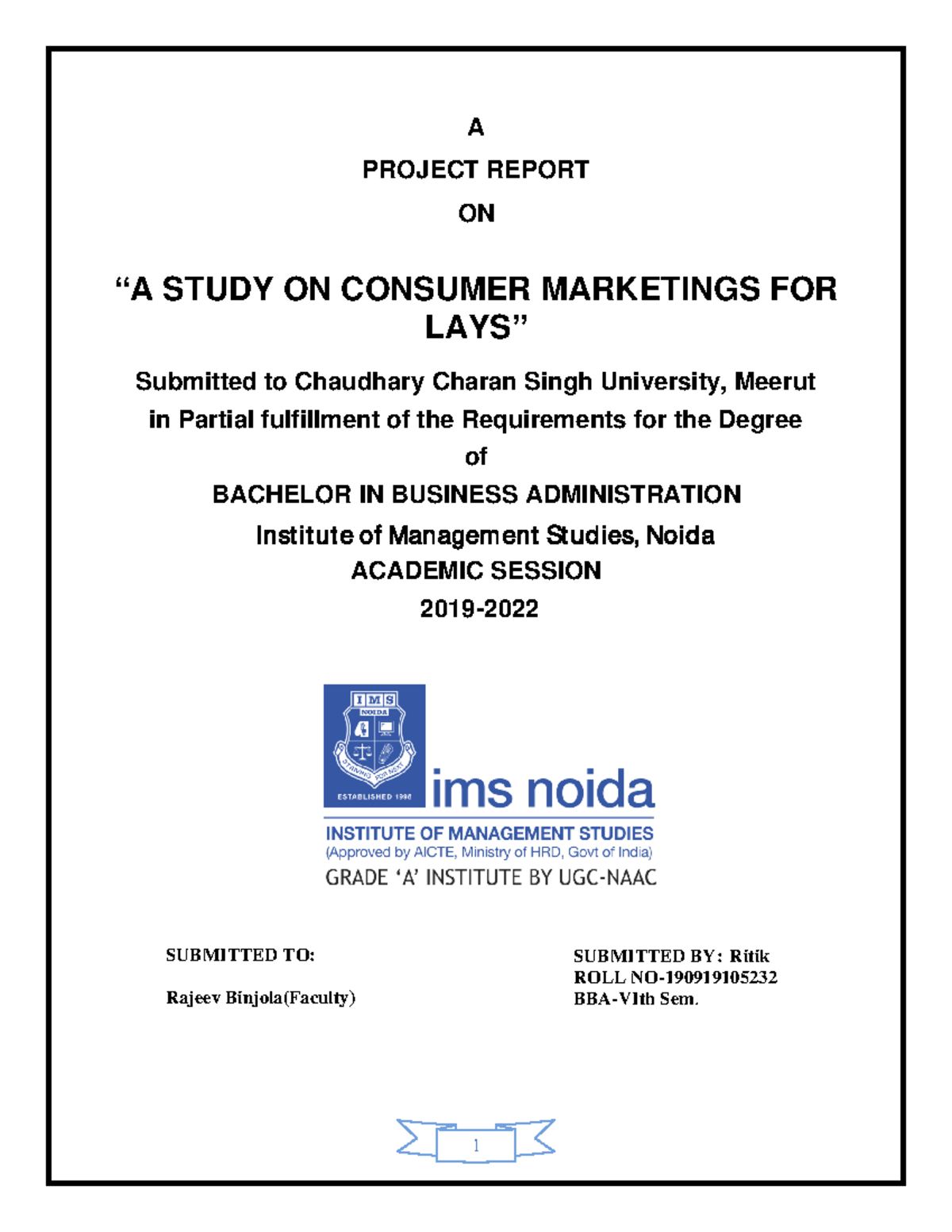 Project 1 on marketing - A PROJECT REPORT ON “A STUDY ON CONSUMER ...