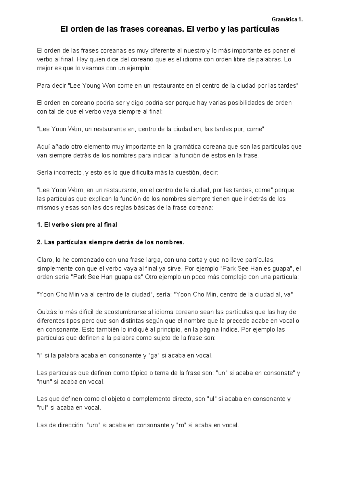 Documento sin título - Martinez Sebastián - Gramática 1. El orden de ...