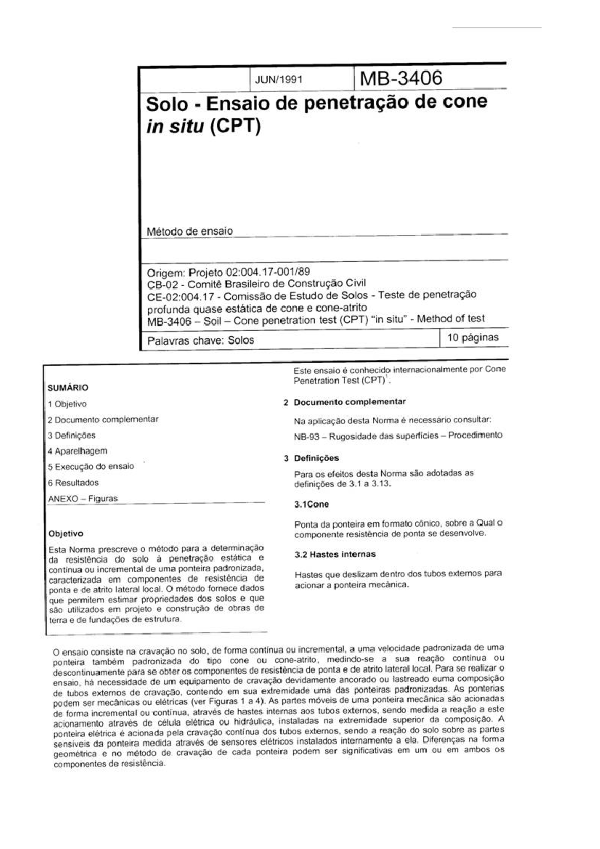 NBR12069 Ensaio de cone - Engenharia Civil - Studocu