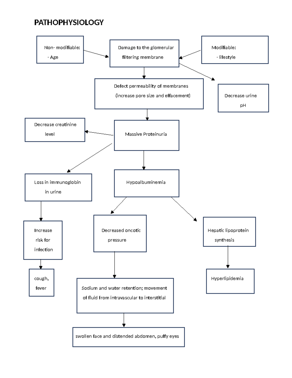 Patho - PATHOPHYSIOLOGY Non- modifiable: Damage to the glomerular ...