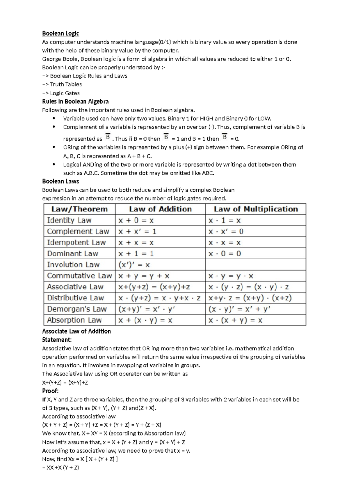 Boolean Logic - Boolean Logic As computer understands machine language(0/1) which is binary ...
