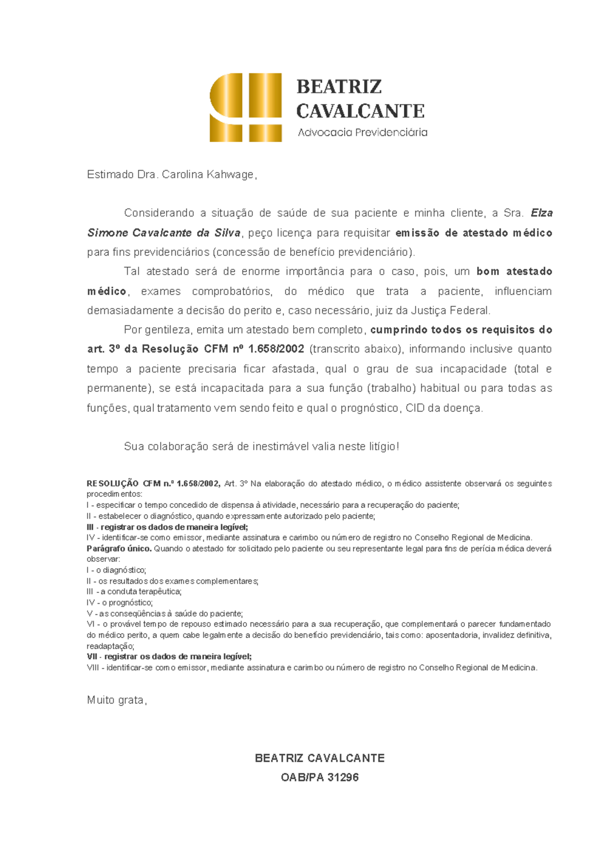 Modelo de carta ao medico do cliente atestado medico melhor e legivel ...