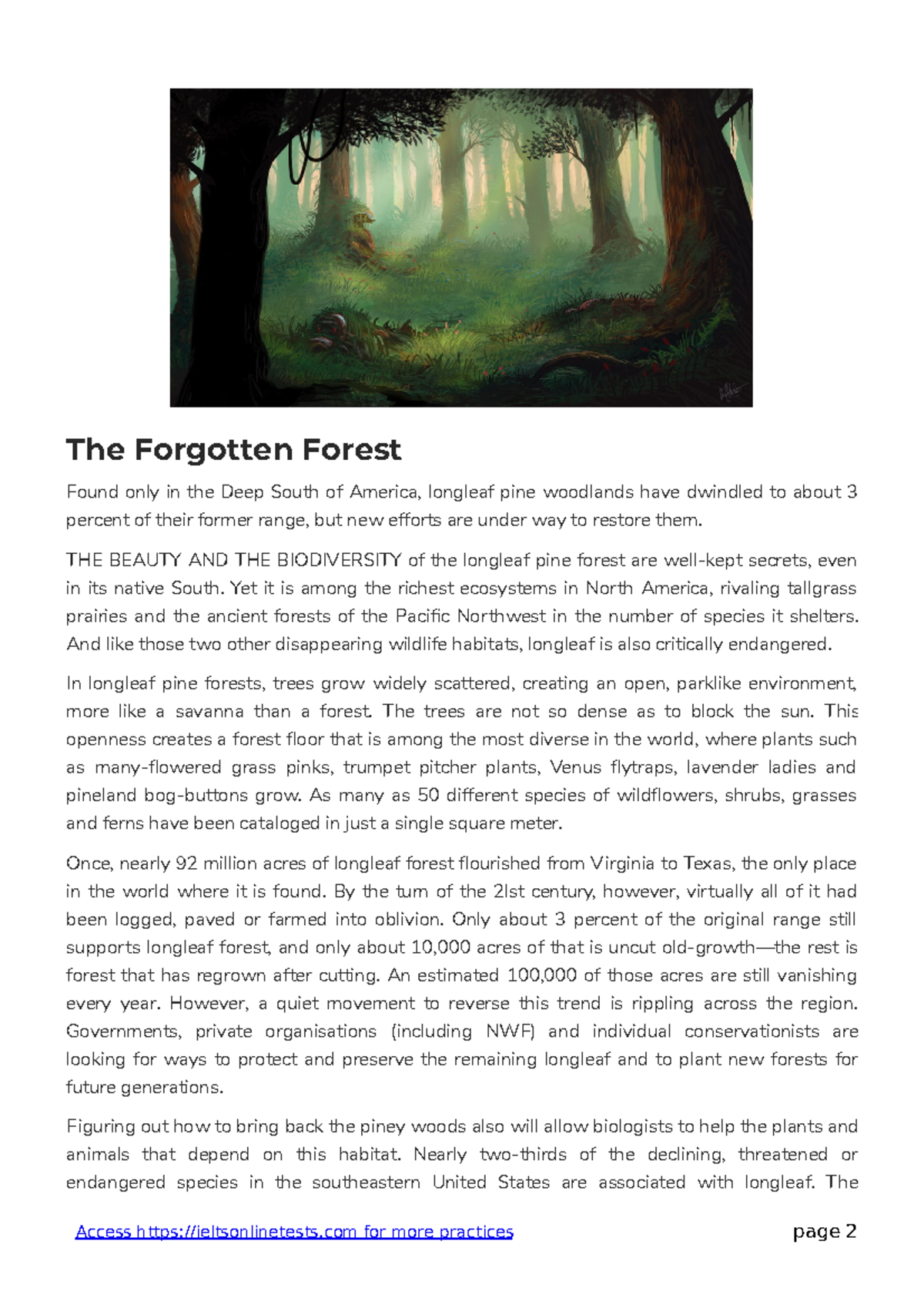 The Forgotten Forest - ielts test - The Forgotten Forest Found only in ...