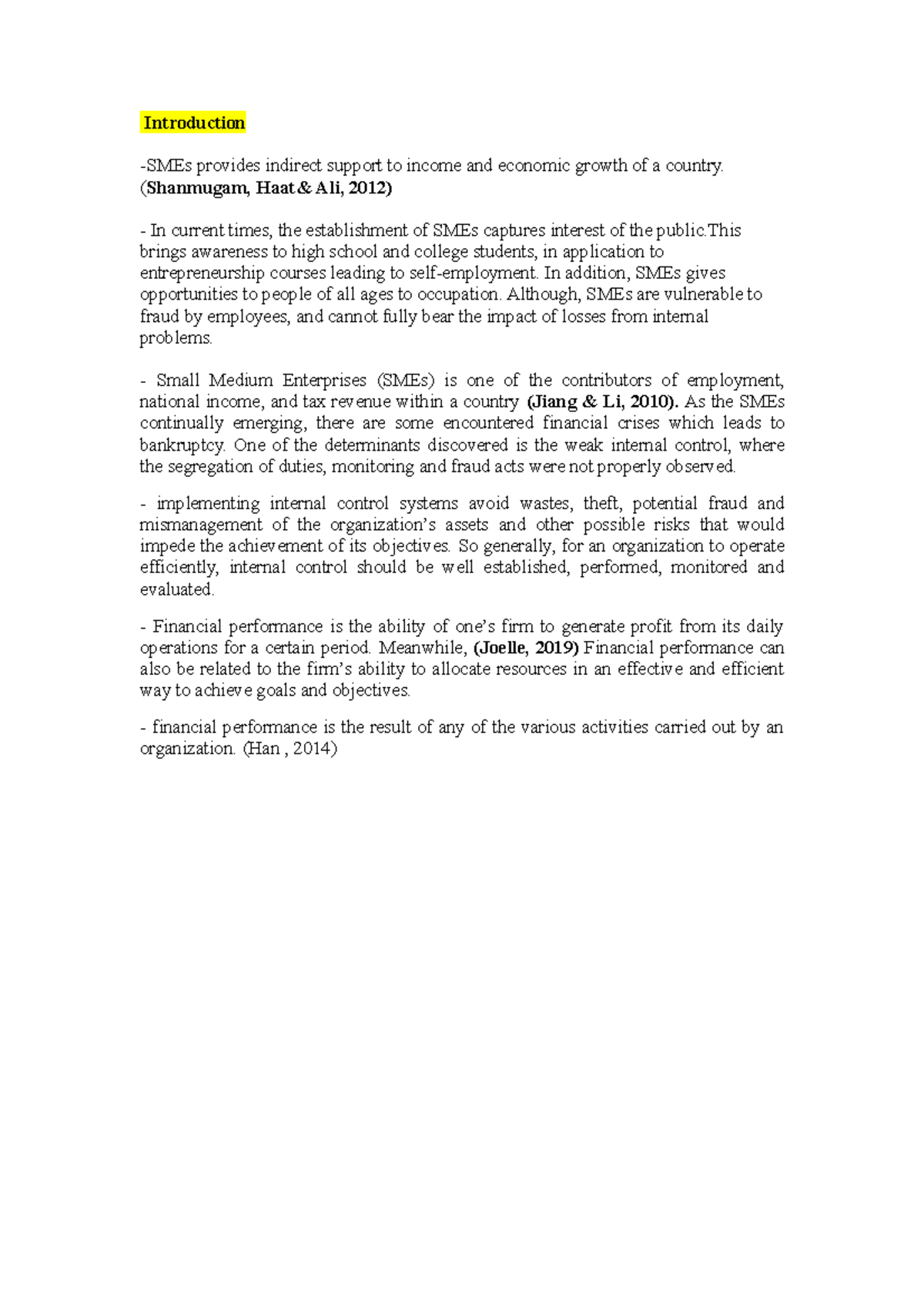 Final Title Defense - Introduction -SMEs provides indirect support to ...