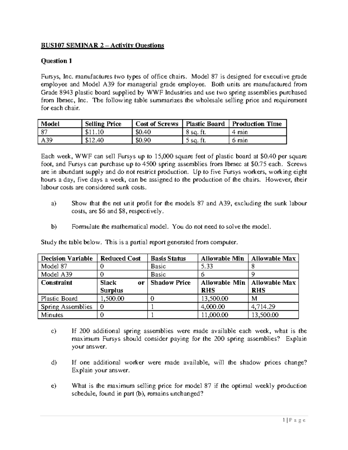 Seminar 2 Activity Questions - SUSS SU2 - 1 | P a g e BUS107 SEMINAR 2 ...