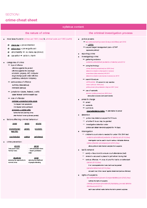 Reading notes crim week 1 - Reading notes Crime and criminology ...