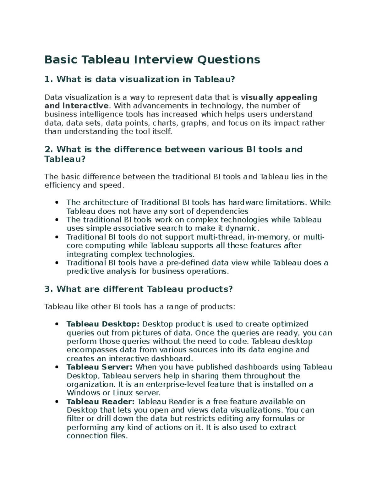 Basic Tableau Interview Questions - What is data visualization in ...