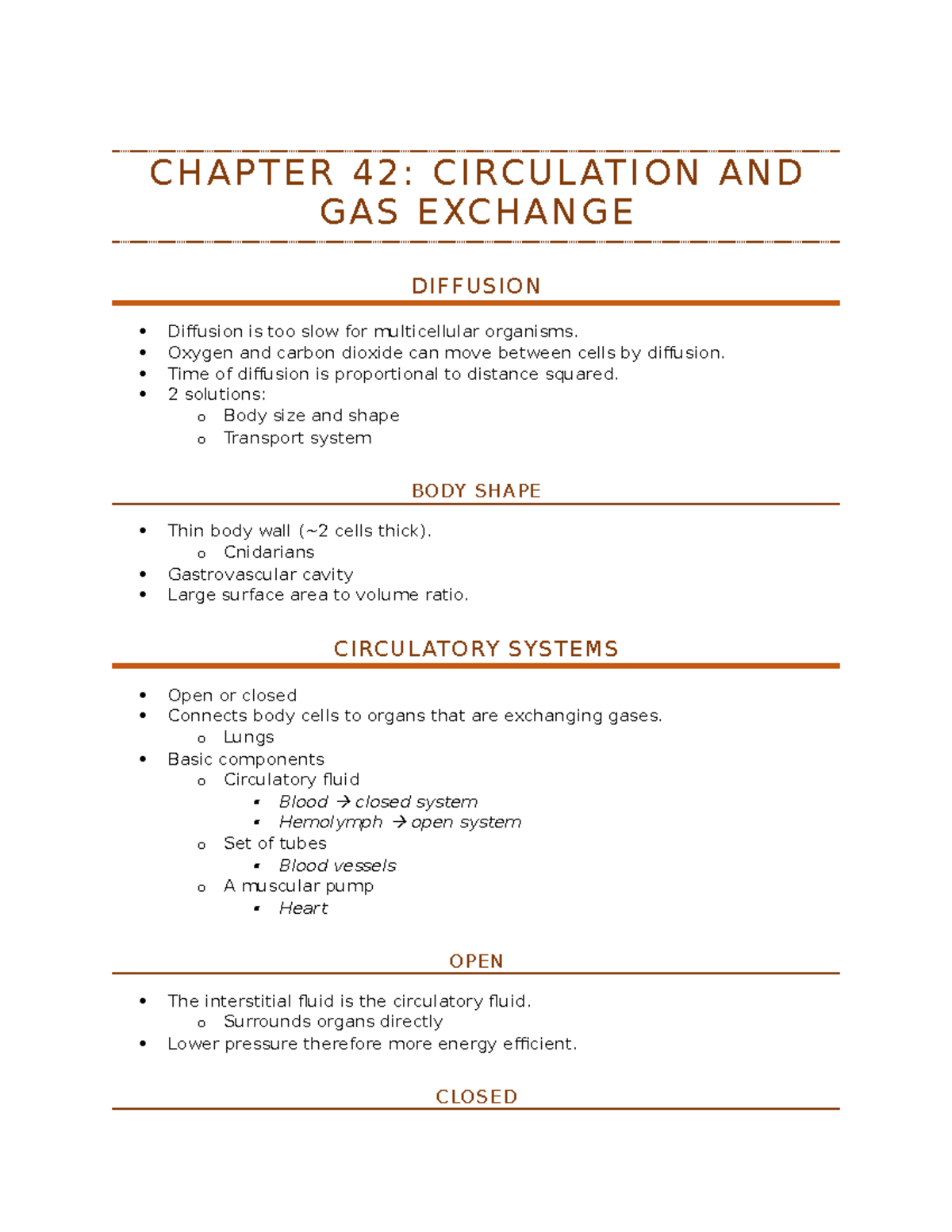 Ch 42 - Circulation - Notes from the full online lecture given by Dr ...