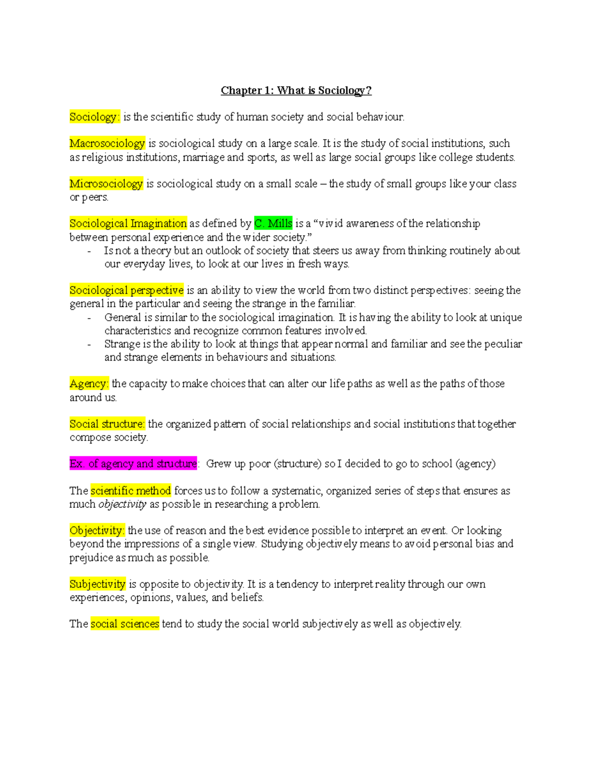 SOCI 1010 Chapter 1-10 - Chapter 1: What is Sociology? Sociology: is ...