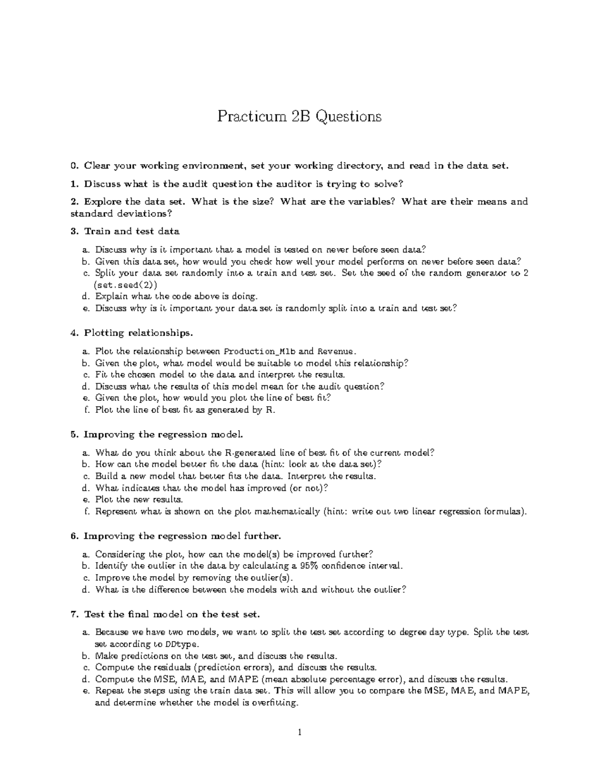 Practicum 2b questions - Practicum 2B Questions 0. Clear your working ...
