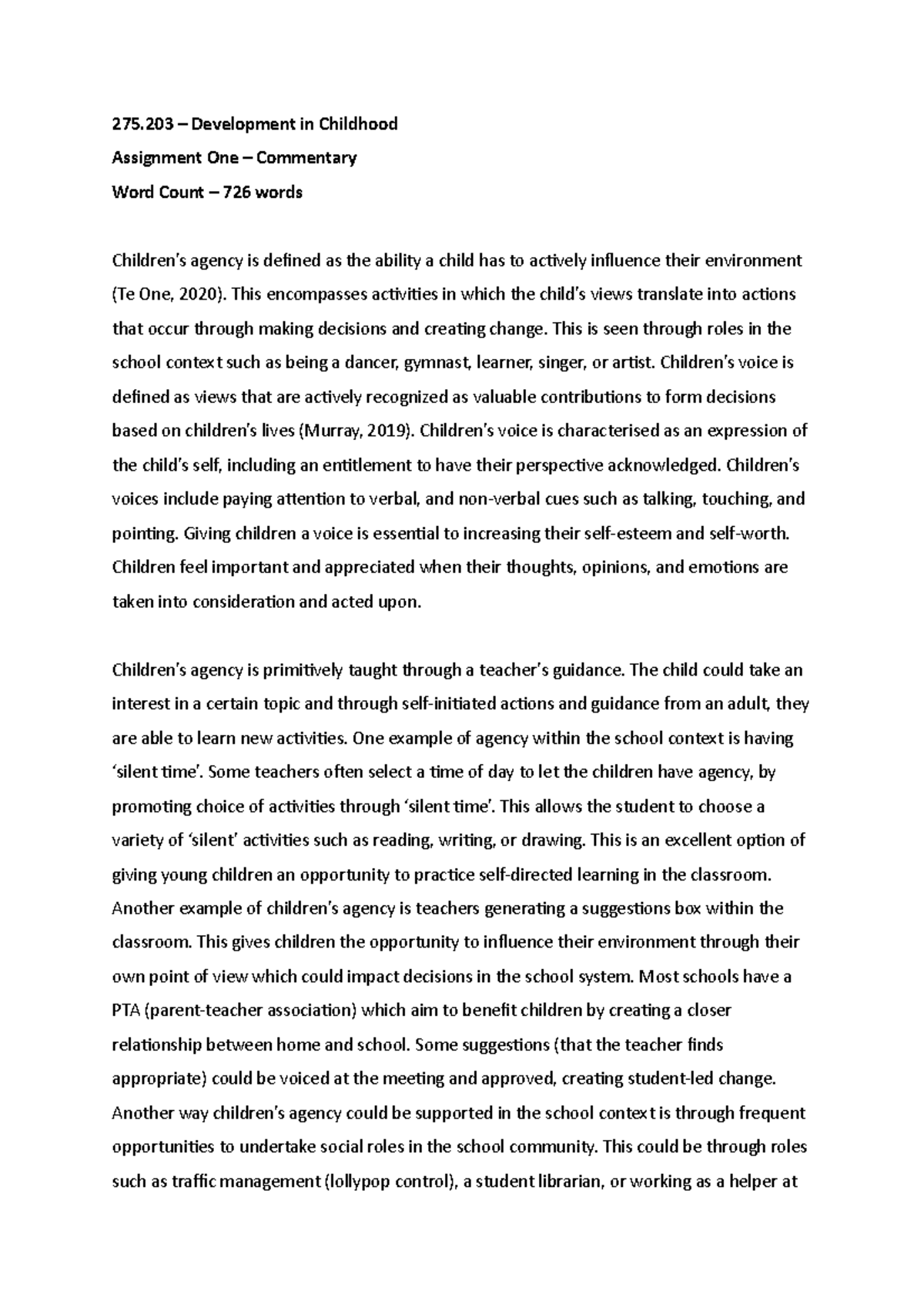 Child Development Commentary - 275 – Development in Childhood ...