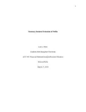 ACC 345 Milestone 2 - I will be analyzing the balance sheet, income ...