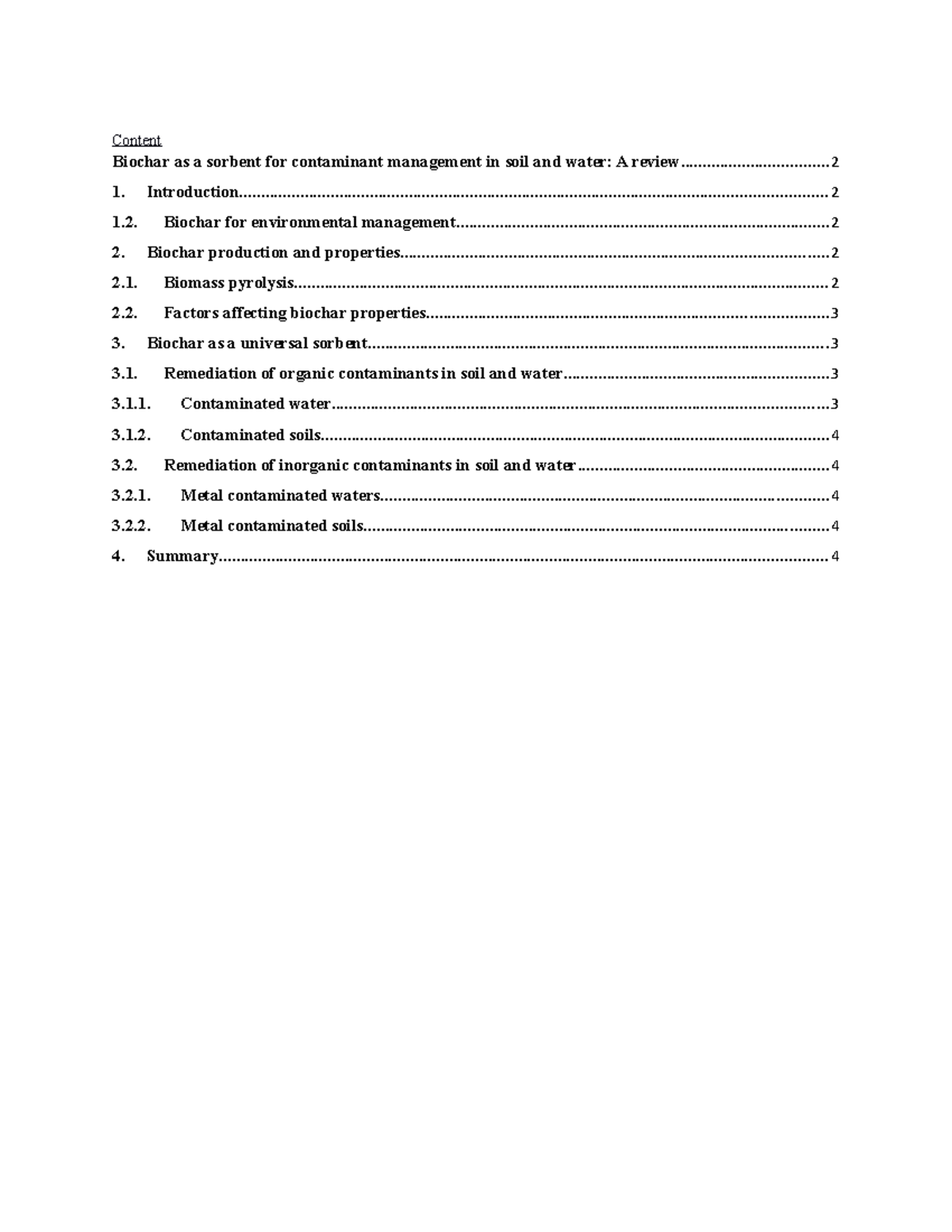 Biochar as a sorbent for contaminant management in soil and water ...