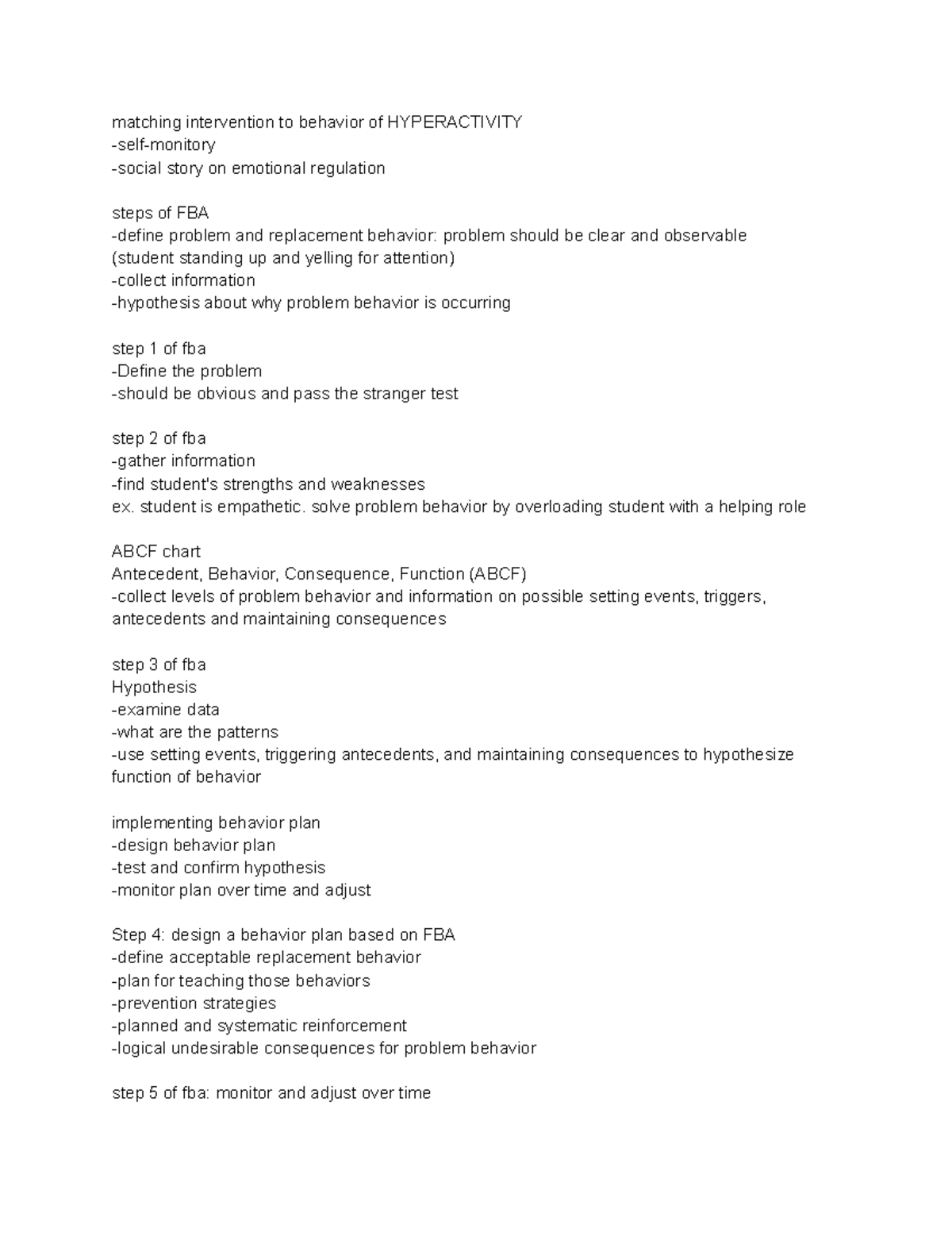 Business Study Guide 25 - matching intervention to behavior of ...