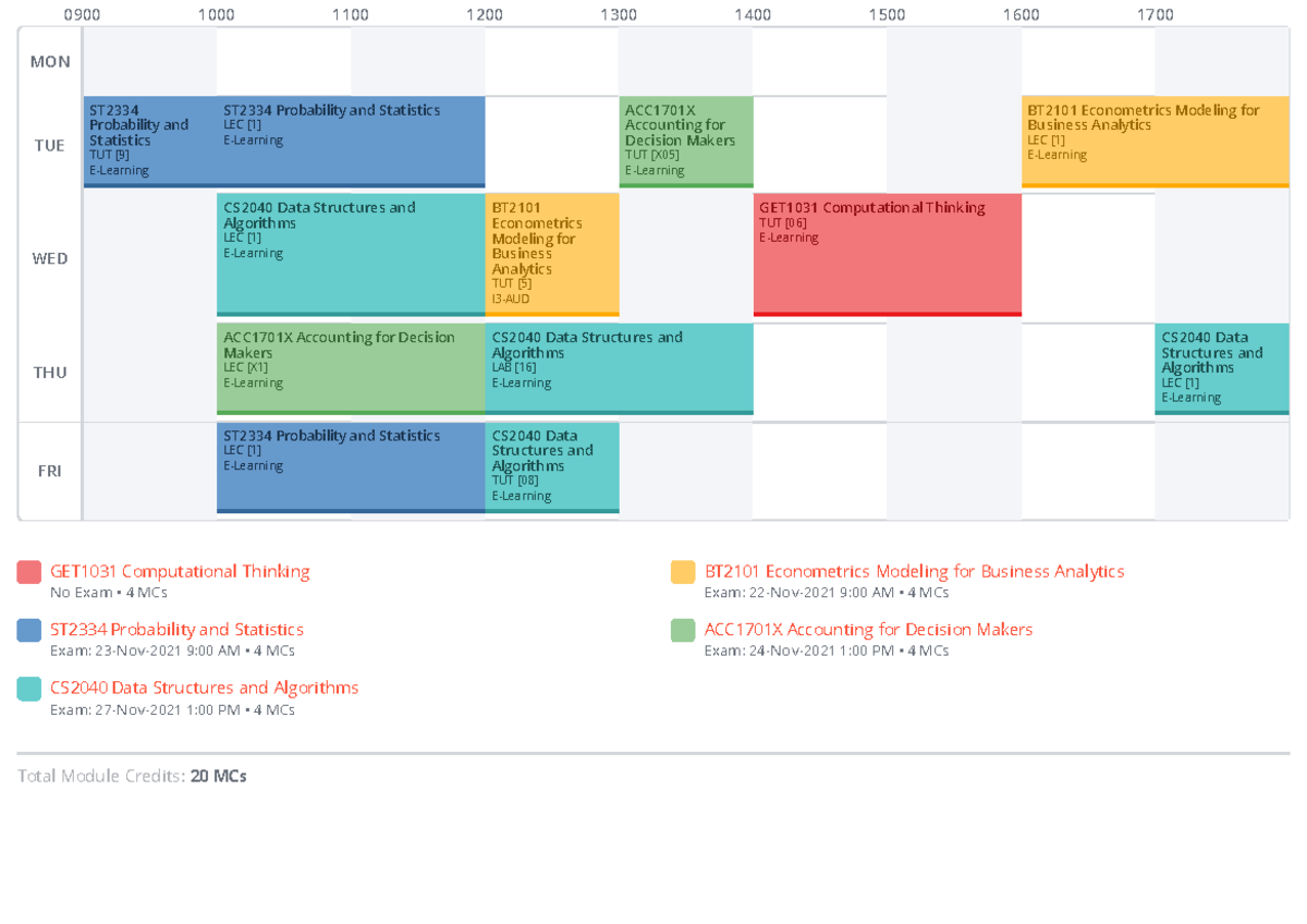 Ay21:22-sem1 - timetable lol - FE8811 - NTU - StuDocu