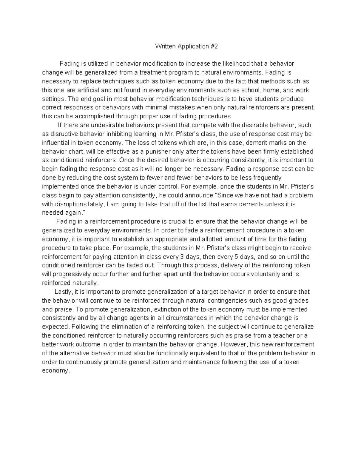 Chapter topic essay - Written Application # Fading is utilized in ...