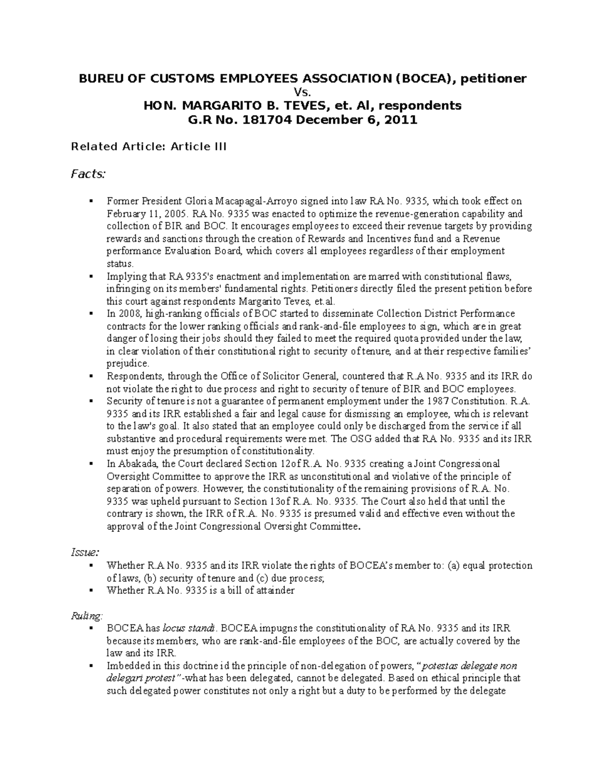 Bocea vs. Margarito Teves, ET.AL - BUREU OF CUSTOMS EMPLOYEES ...