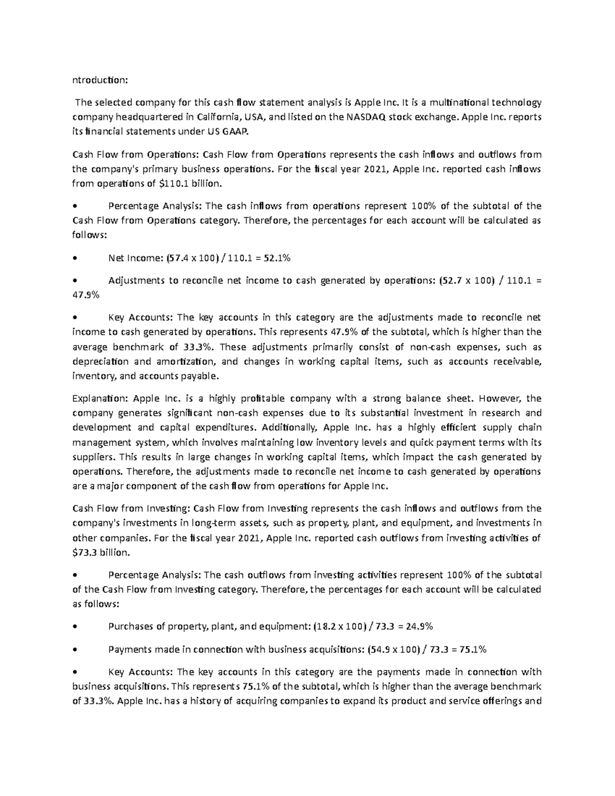 Ntroduction - essay for fas - ntroduction: The selected company for ...