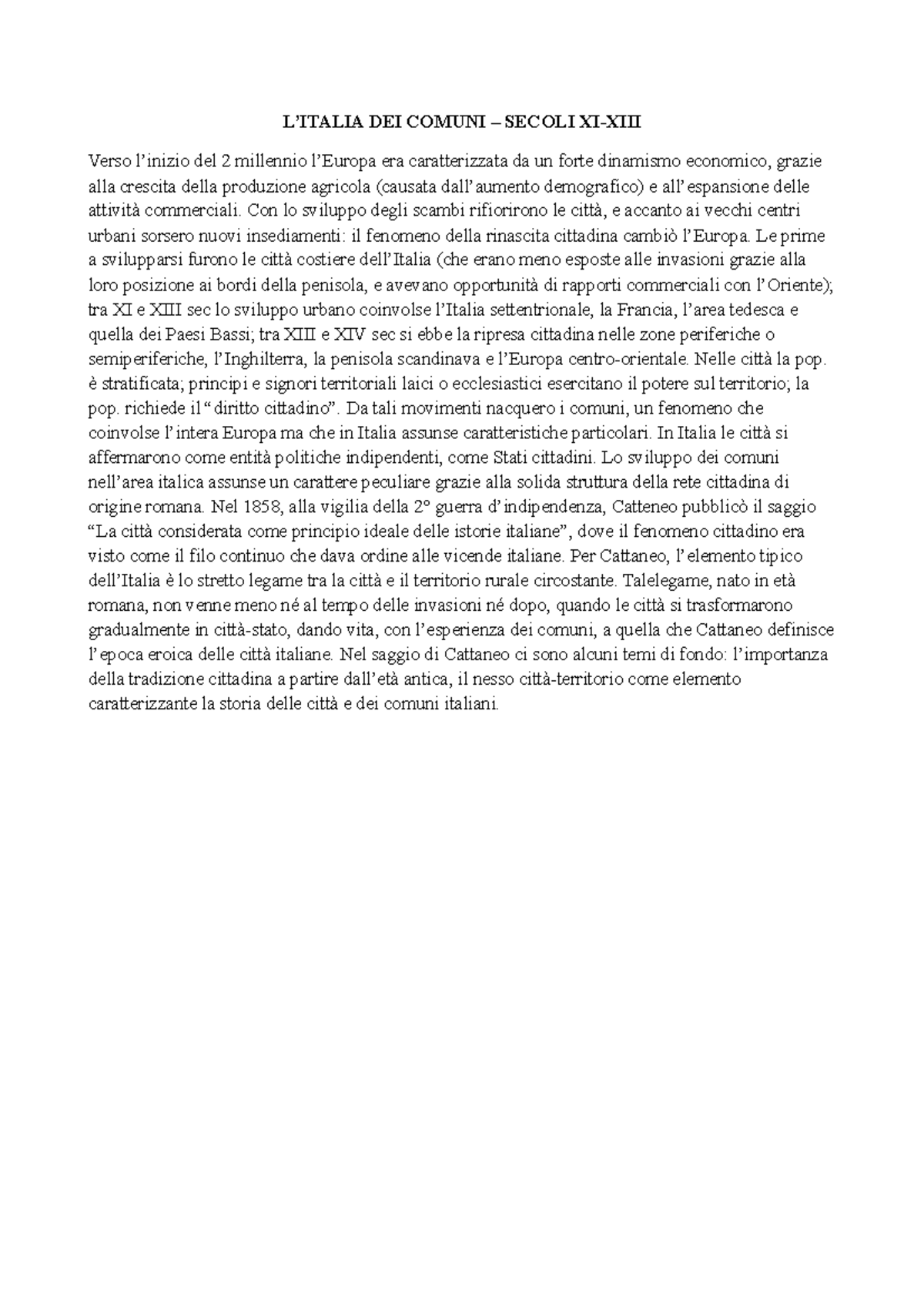 Storia medievale-primo capitolo - L’ITALIA DEI COMUNI – SECOLI XI-XIII ...