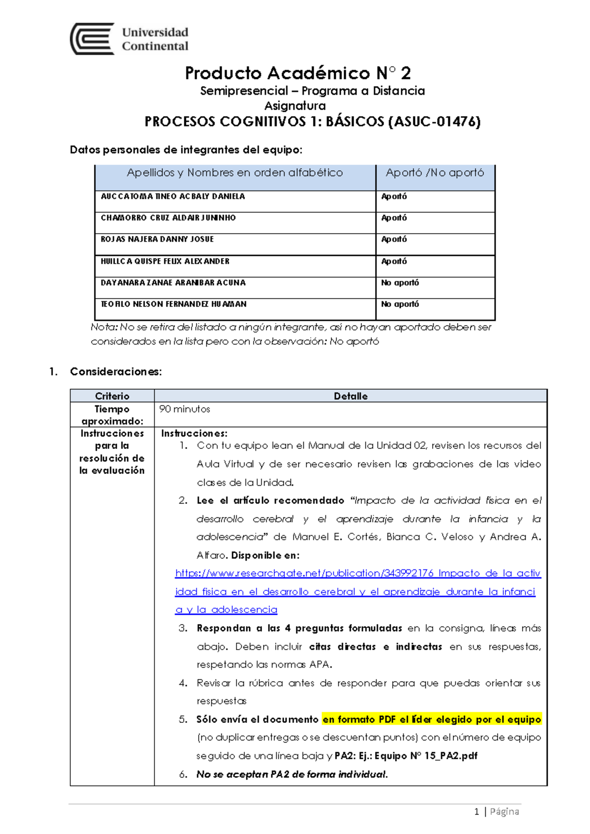Equipo A PA2 - Producto Académico N° 2 Semipresencial – Programa a Distancia Asignatura PROCESOS ...