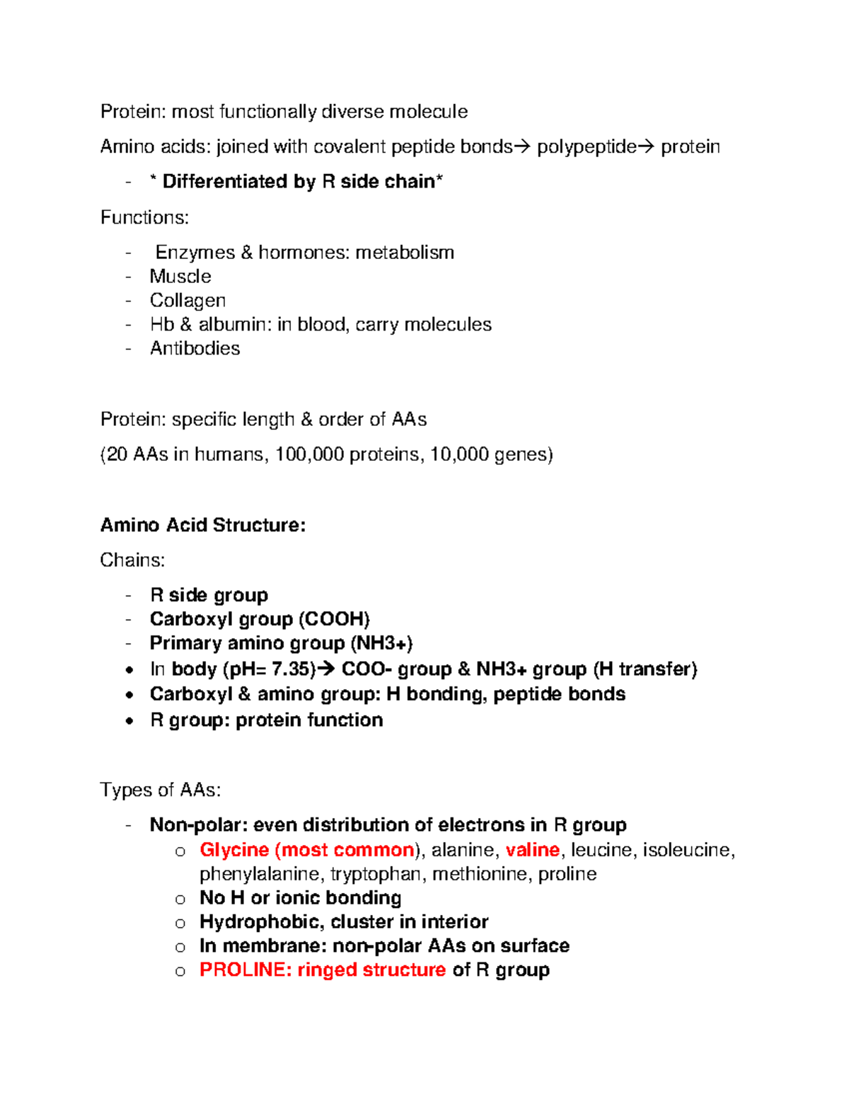 Lecture Notes, Biochemistry 1-3 - Protein: most functionally diverse ...