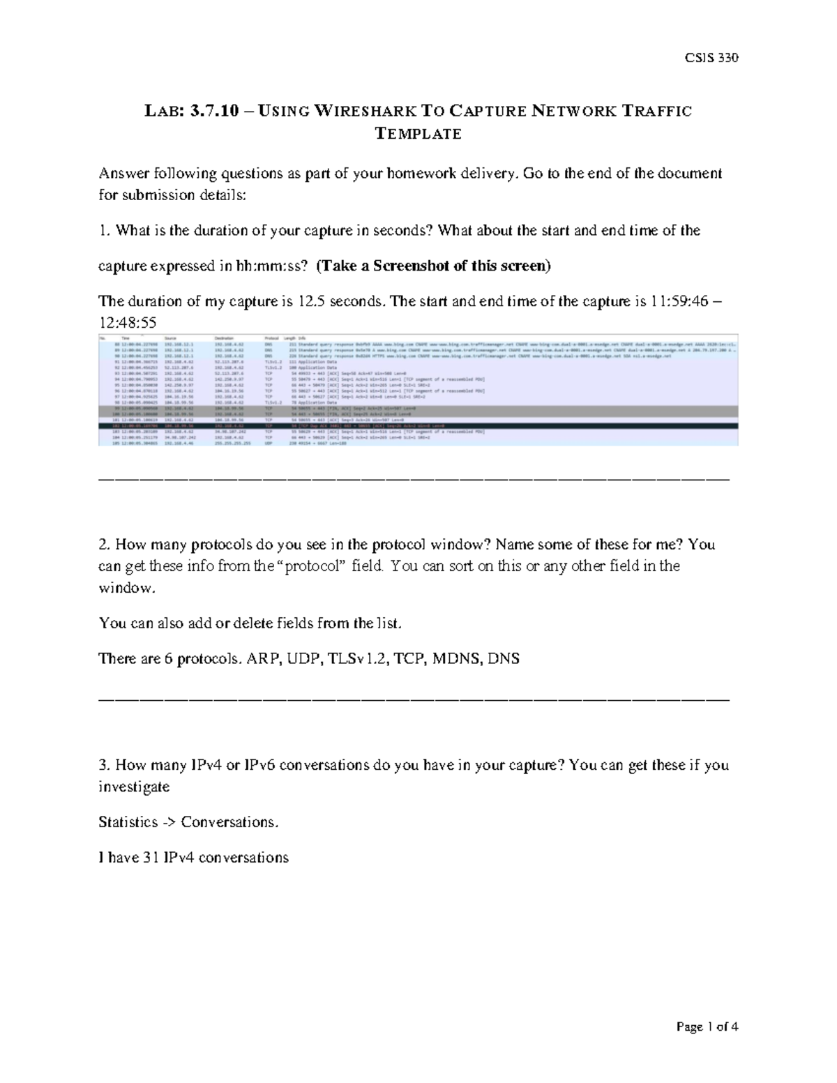 Lab 3710 Using Wireshark To Capture Network Traffic Template Lab 37 Using Wireshark To 4539