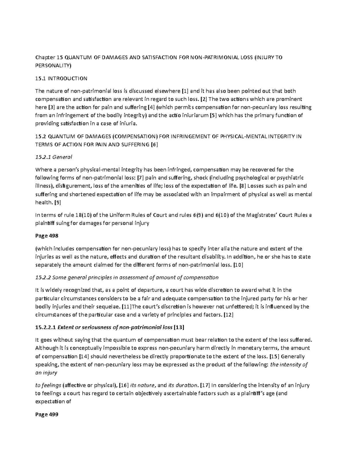 Chapter 15 of textbook - Summary - Chapter 15 QUANTUM OF DAMAGES AND ...