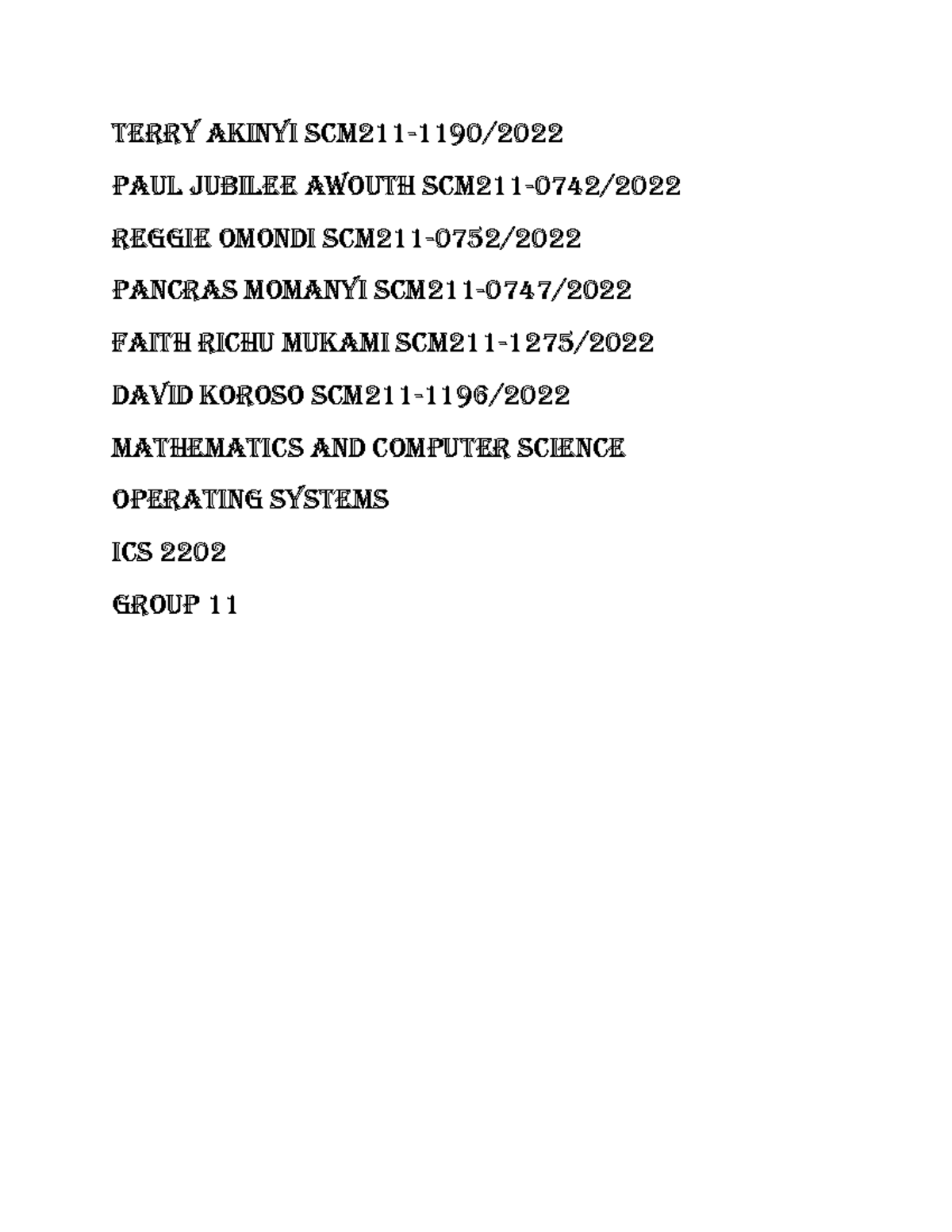 OS Memory Partition - Group work - MATHEMATICS AND COMPUTER SCIENCE ...