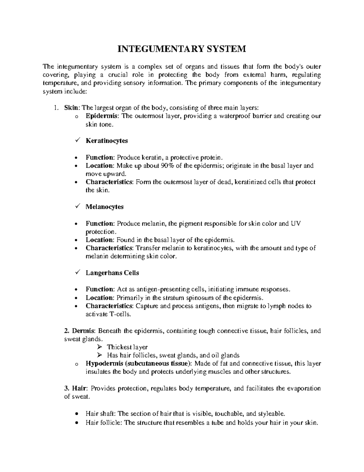 Medical Terminology - INTEGUMENTARY SYSTEM The integumentary system is ...