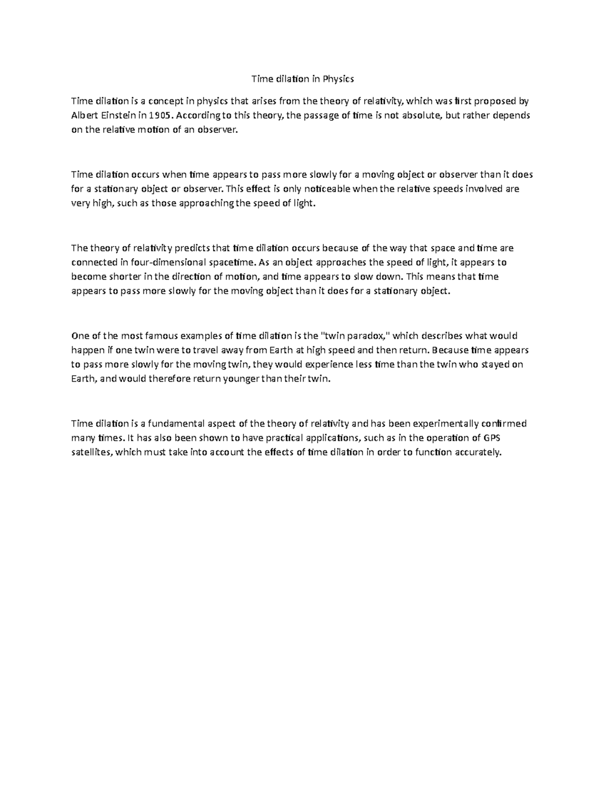 Time dilation in Physics - According to this theory, the passage of ...