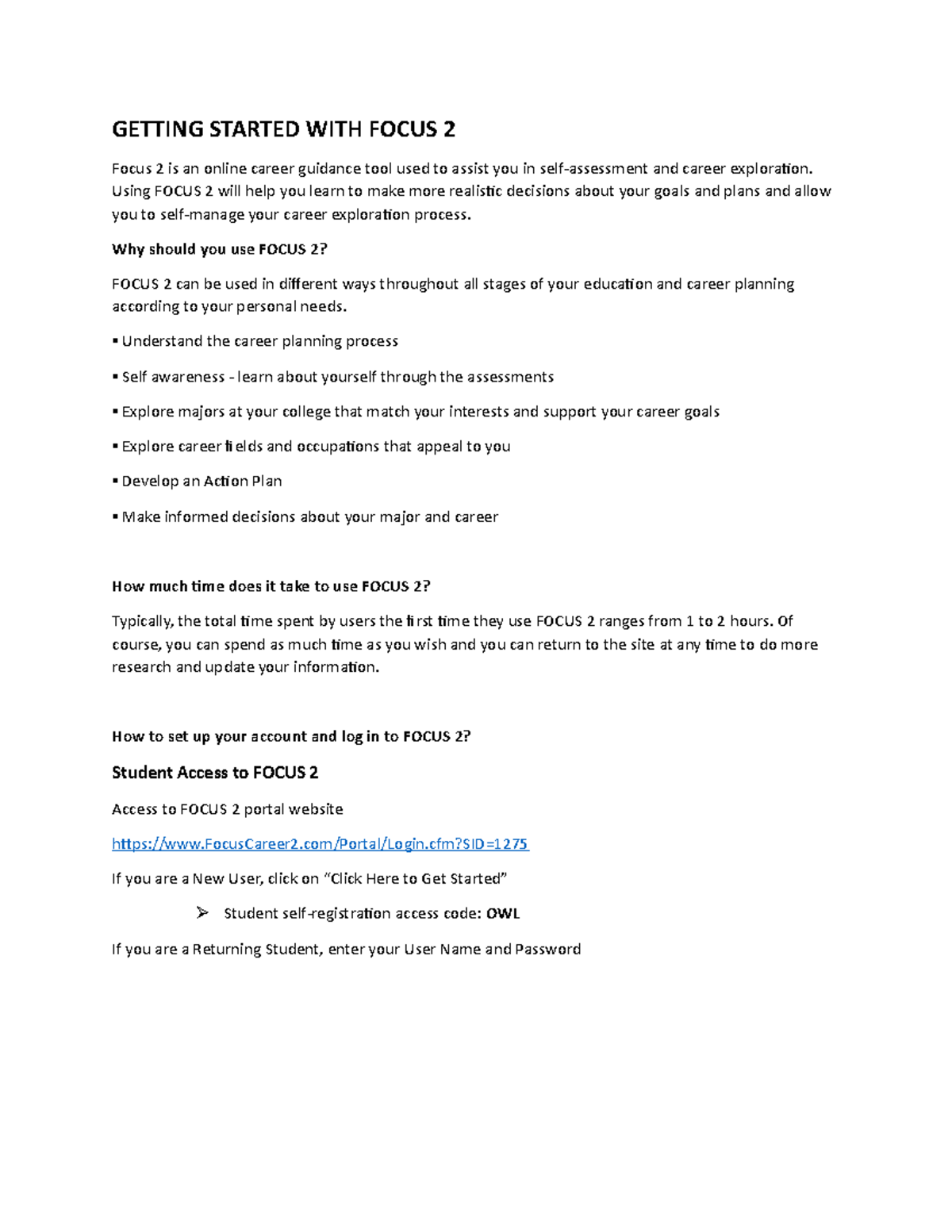 Focus 2 Directions - AAA - GETTING STARTED WITH FOCUS 2 Focus 2 is an ...