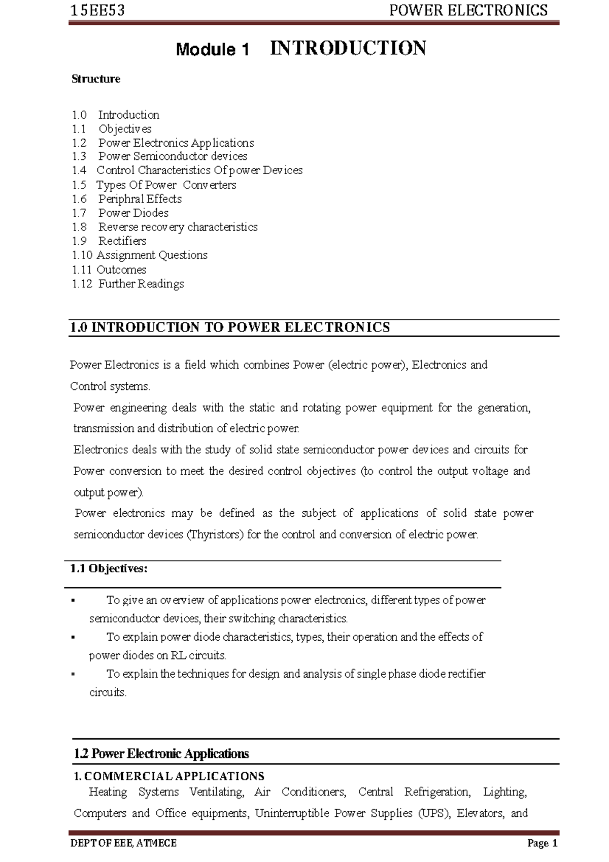 M1 - Lecture note - UNIT-1 INTRODUCTION Structure 1 Introduction 1 Objectives 1 Power ...