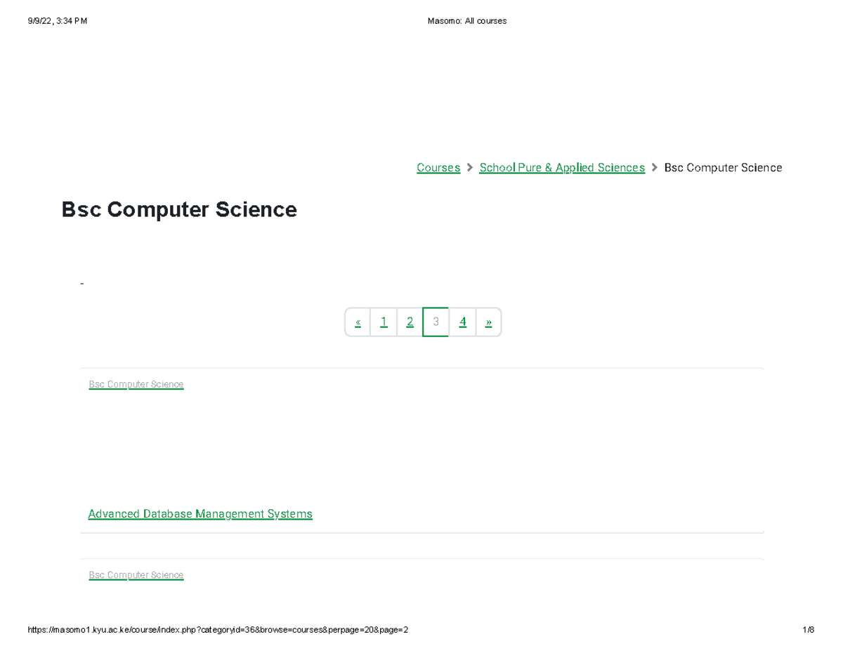 Masomo All courses 3 - BEST - Courses School Pure & Applied Sciences ...