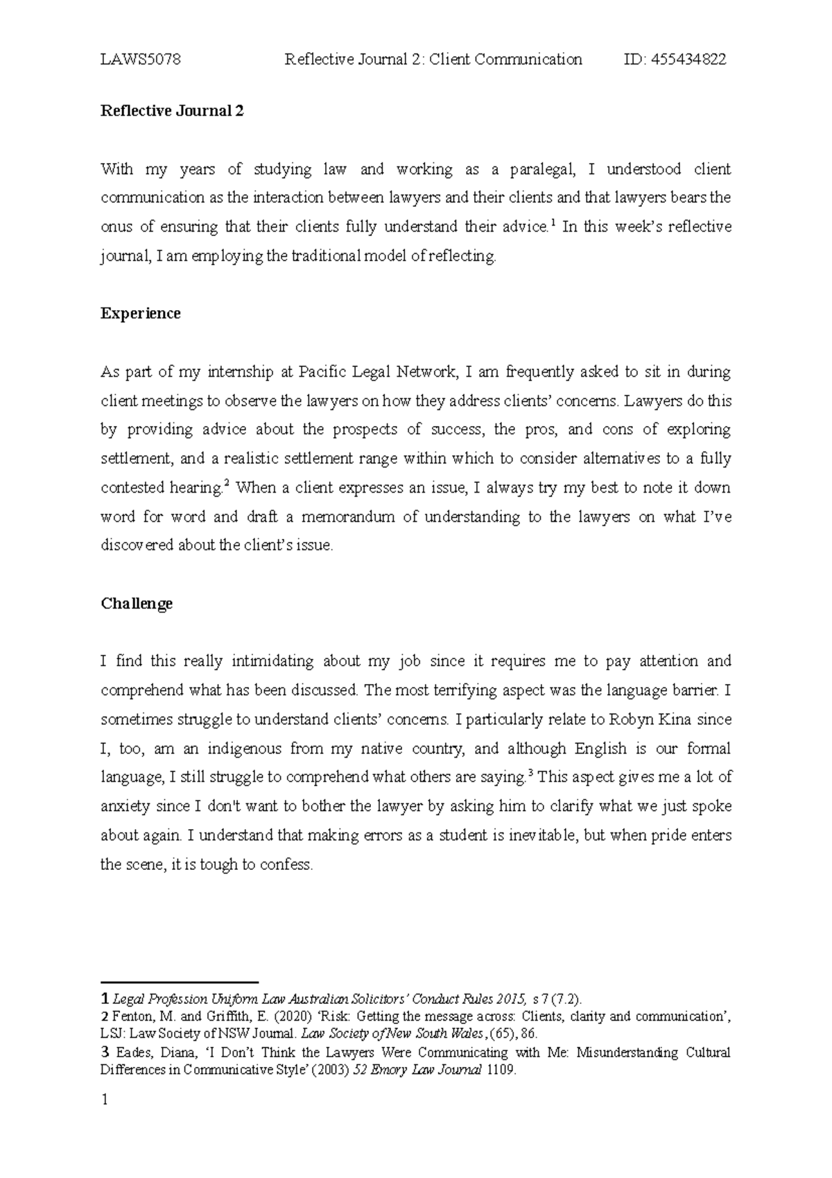 Reflective Journal 2- Client Communication - 1 In this week’s ...