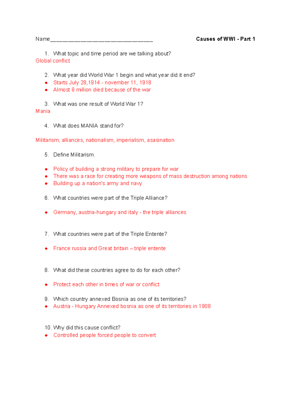 Kayla Lin - Causes of WWI Handout Part 1 - Name ...