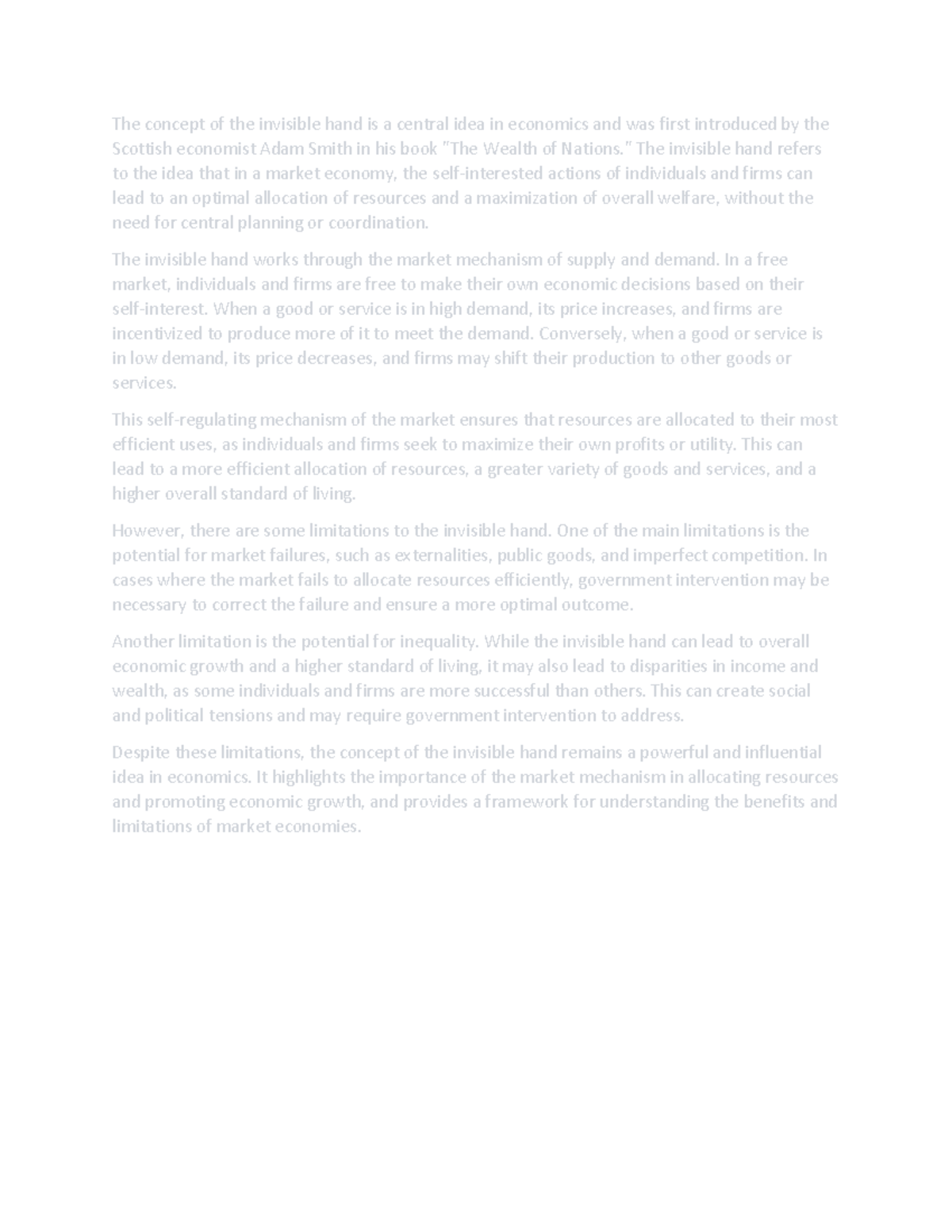 Invisible Hand - Macroeconomics Essay/Notes - The concept of the ...