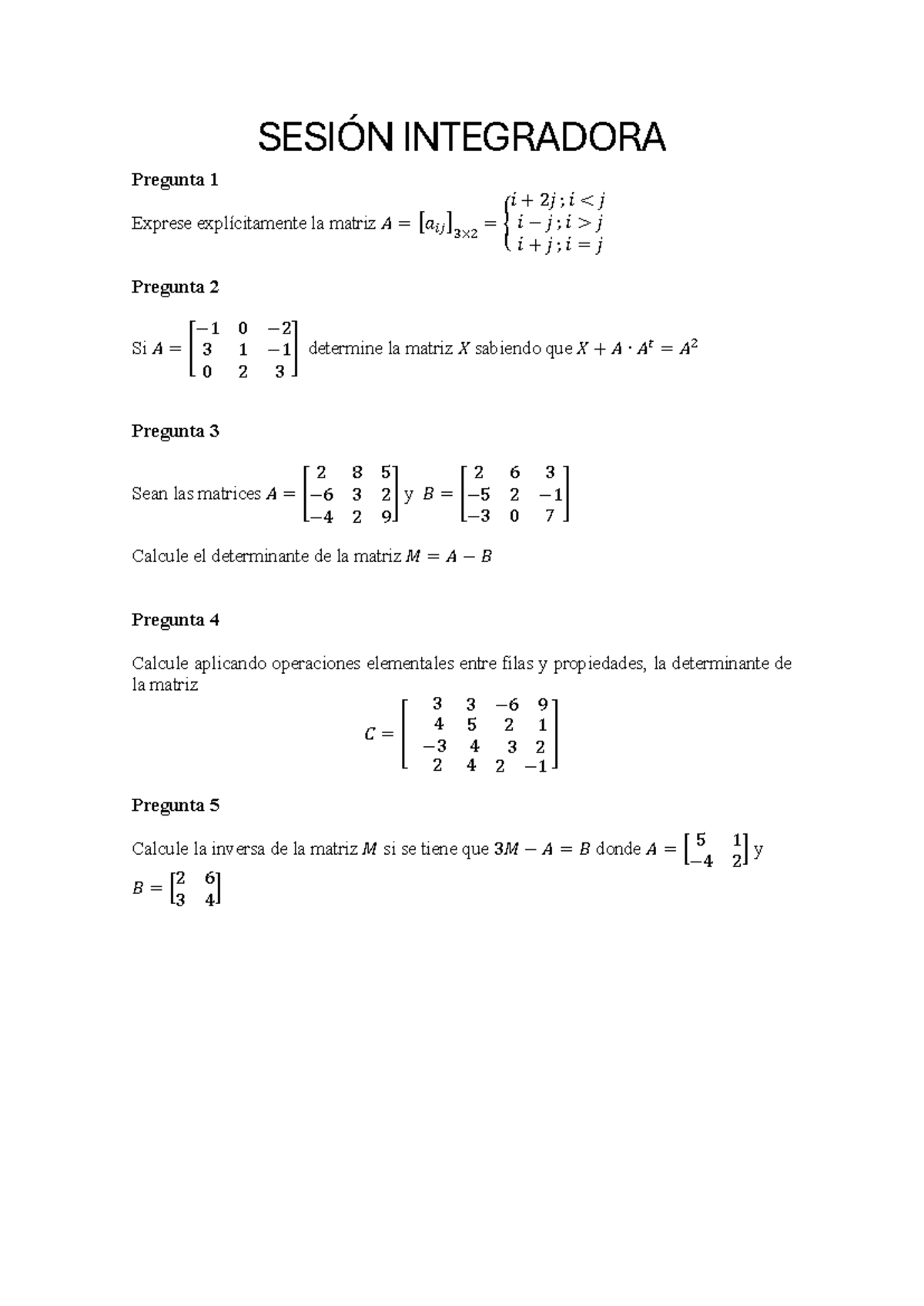 Sesión Integradora EP - asd - SESIÓN INTEGRADORA Pregunta 1 Exprese ...
