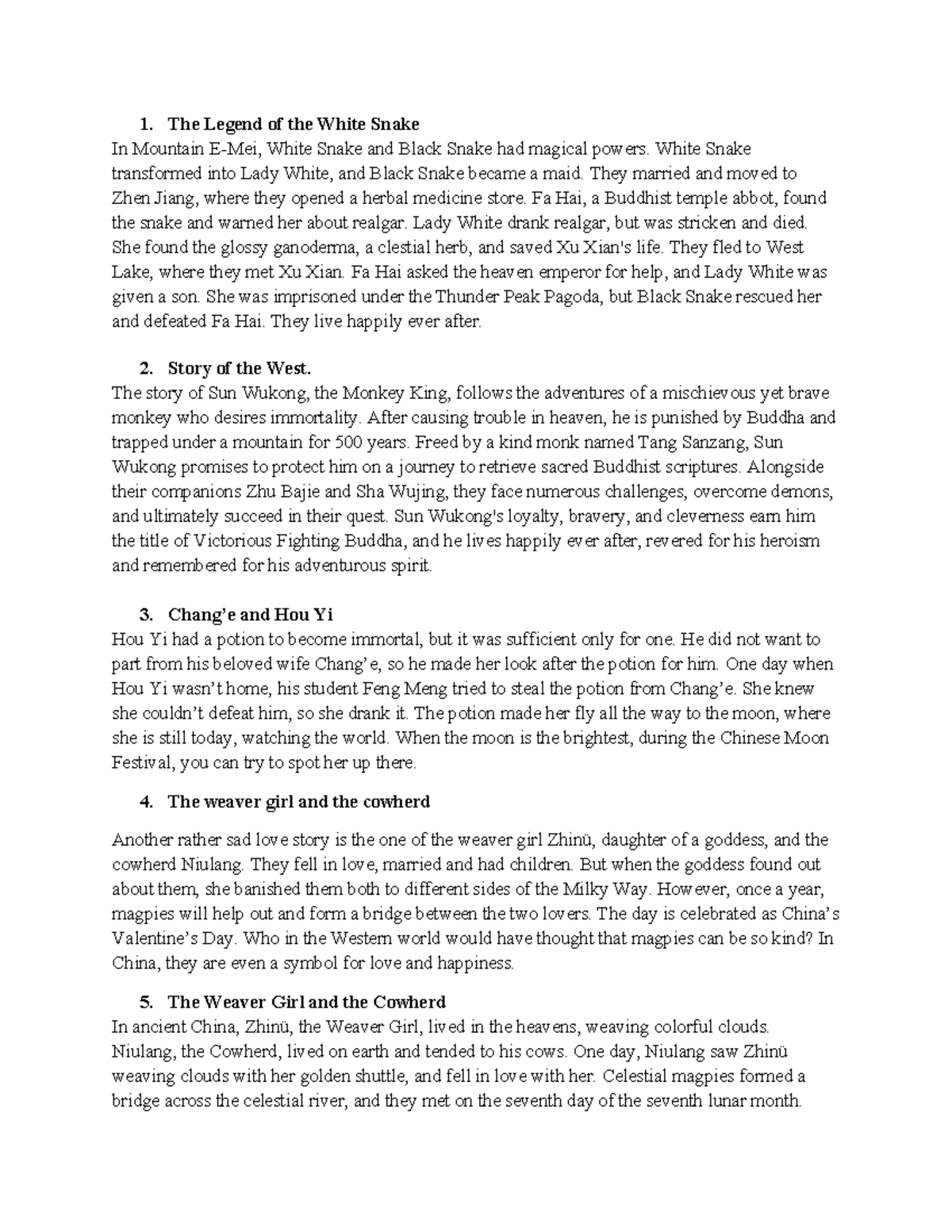 Chinese Literature - The Legend of the White Snake In Mountain E-Mei ...