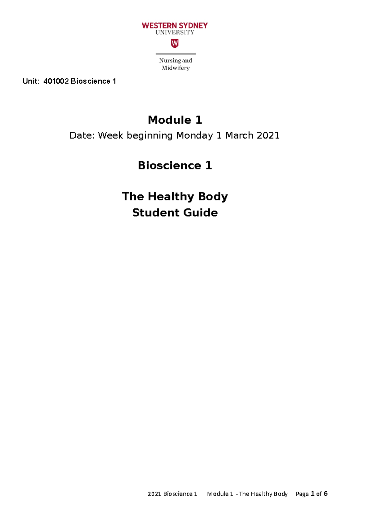 Module 1 Student tutorial guide - 401002 - UWS - Studocu
