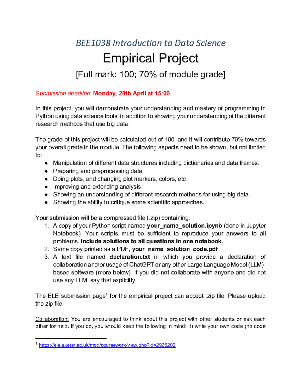 Data Science final project - BEE1038 Introduction to Data Science ...