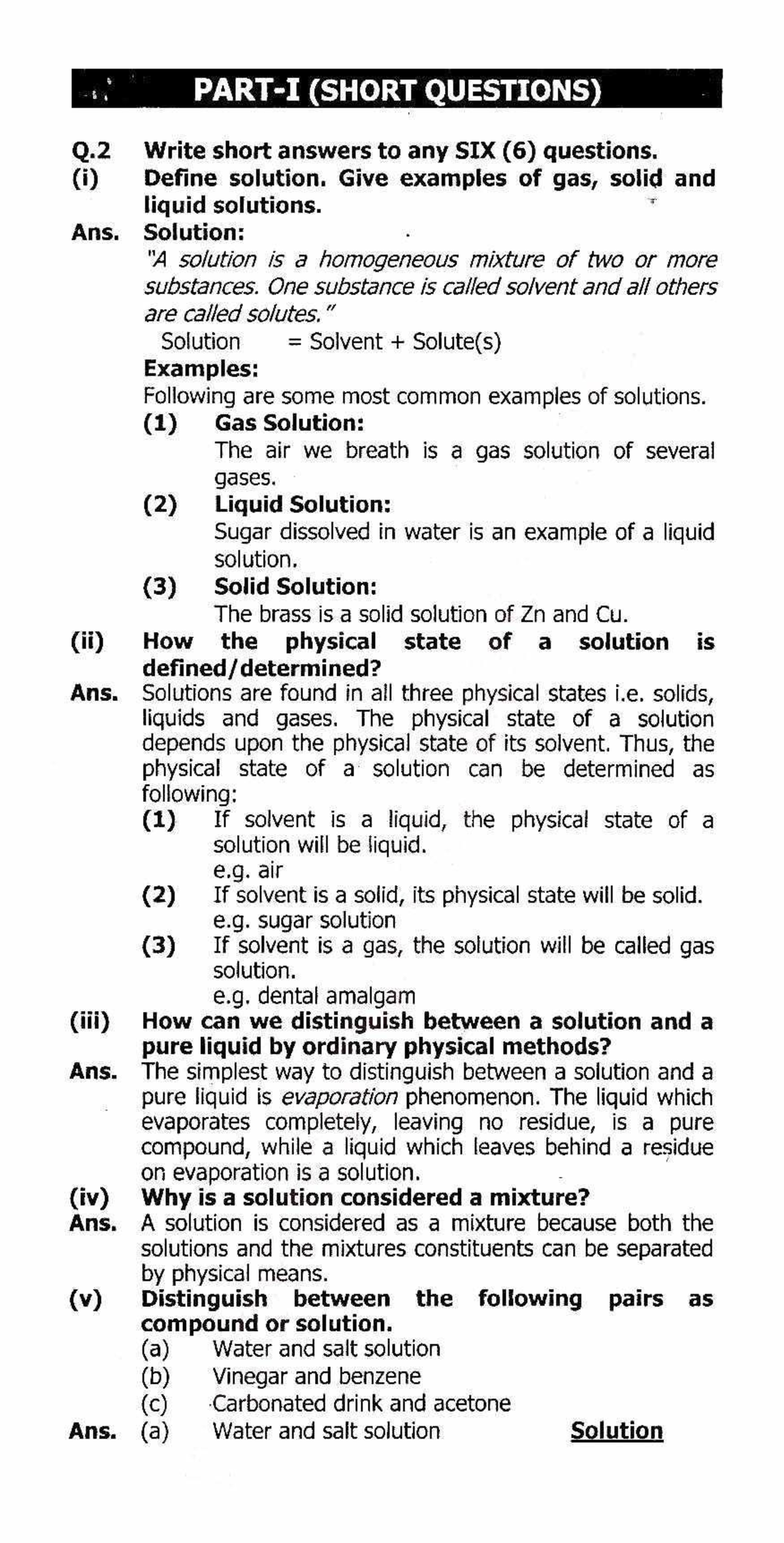9th class Chemistry Notes Chapter 6 - MCQs, Questions and Practical's ...