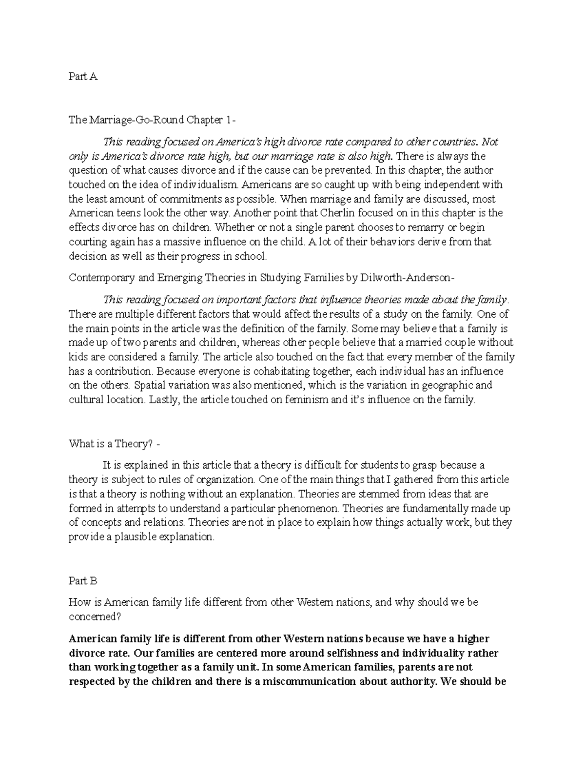 Reading comprehension - Part A The Chapter 1This reading focused on ...