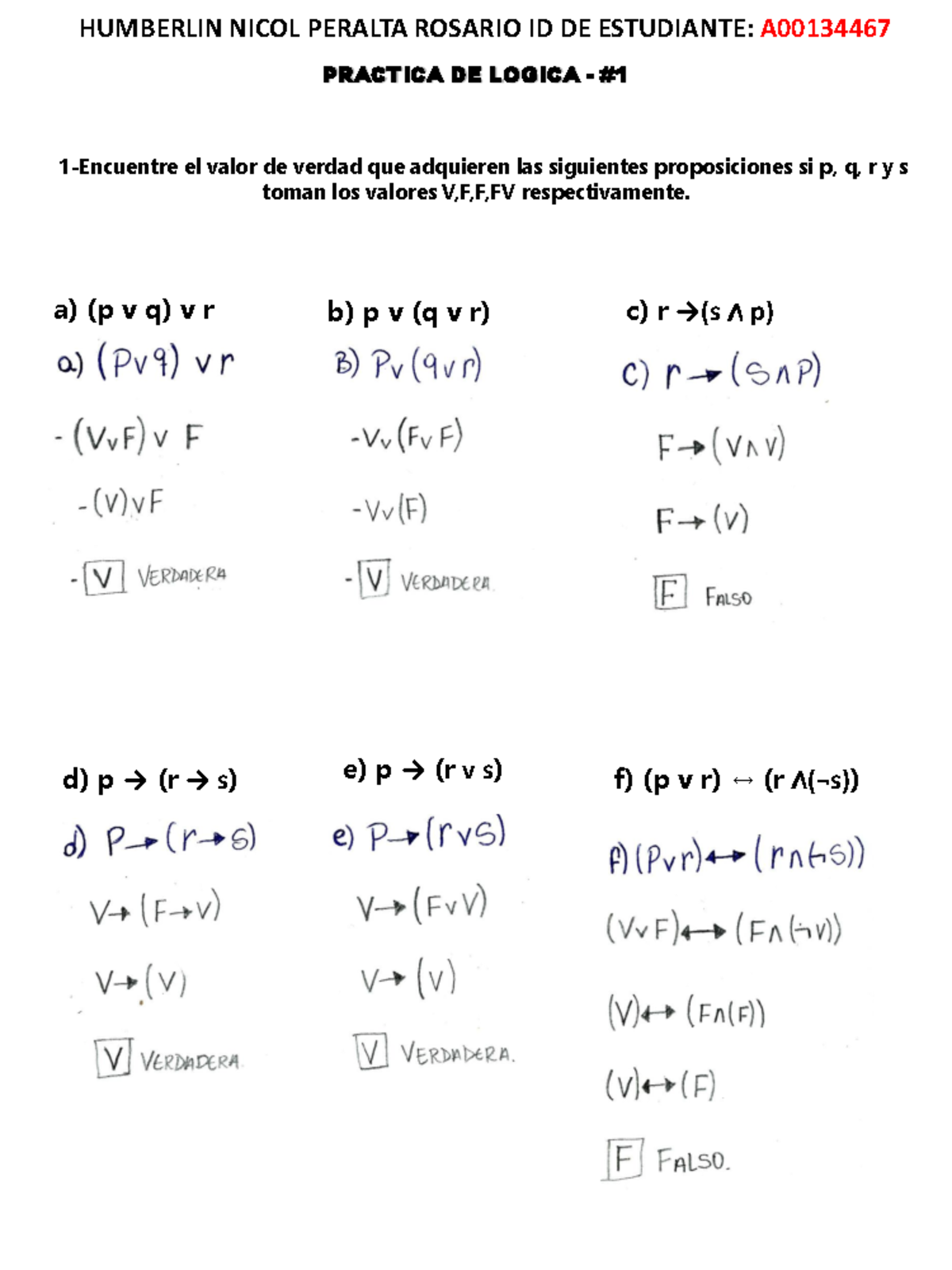 Peralta- Humberlin-Practica de Logica #1 - PRACTICA DE LOGICA - # 1 ...