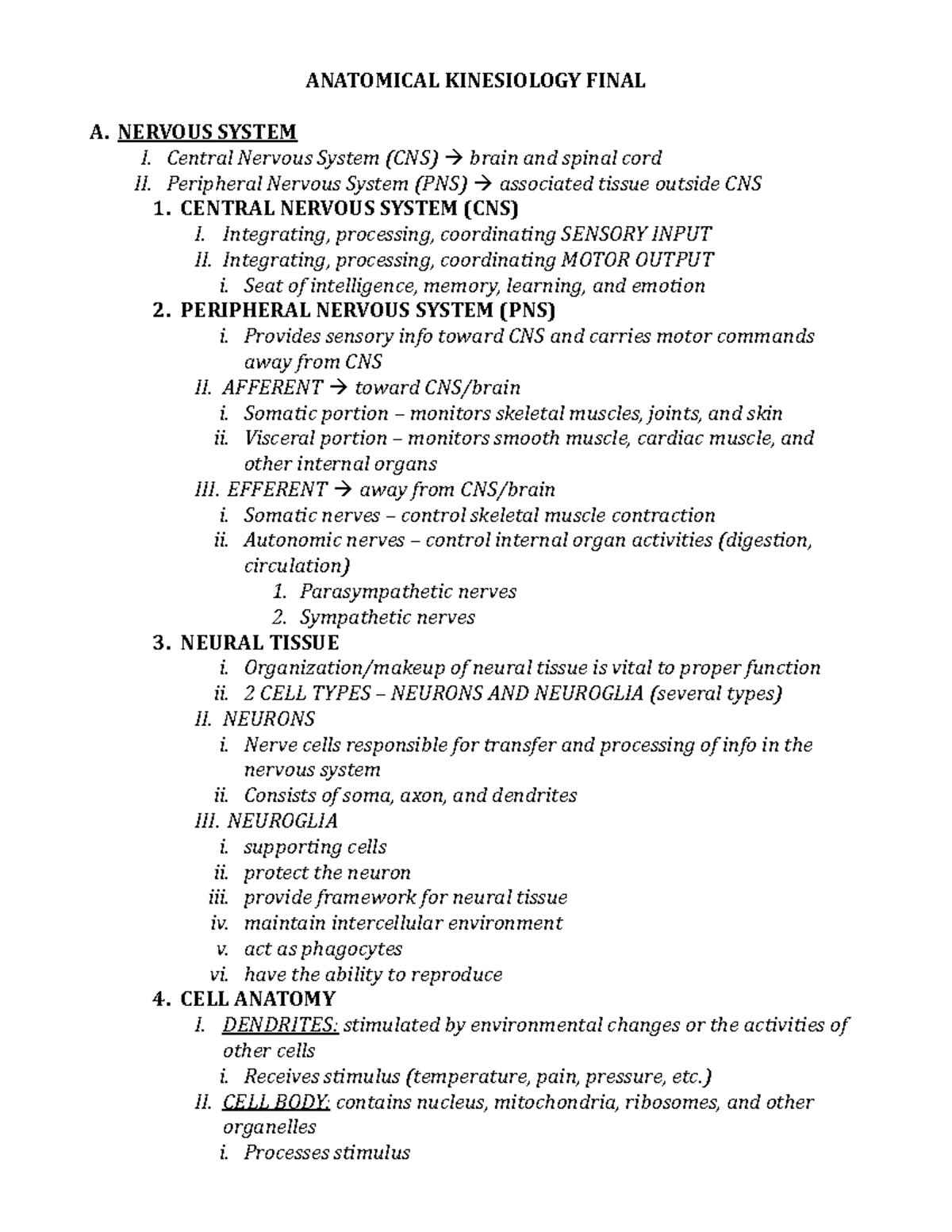 2016-Anatomical Kinesiology-Final Review - ANATOMICAL KINESIOLOGY FINAL ...