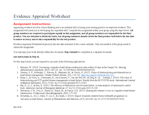 Evidence Appraisal Worksheet - Evidence Appraisal Worksheet Assignment ...